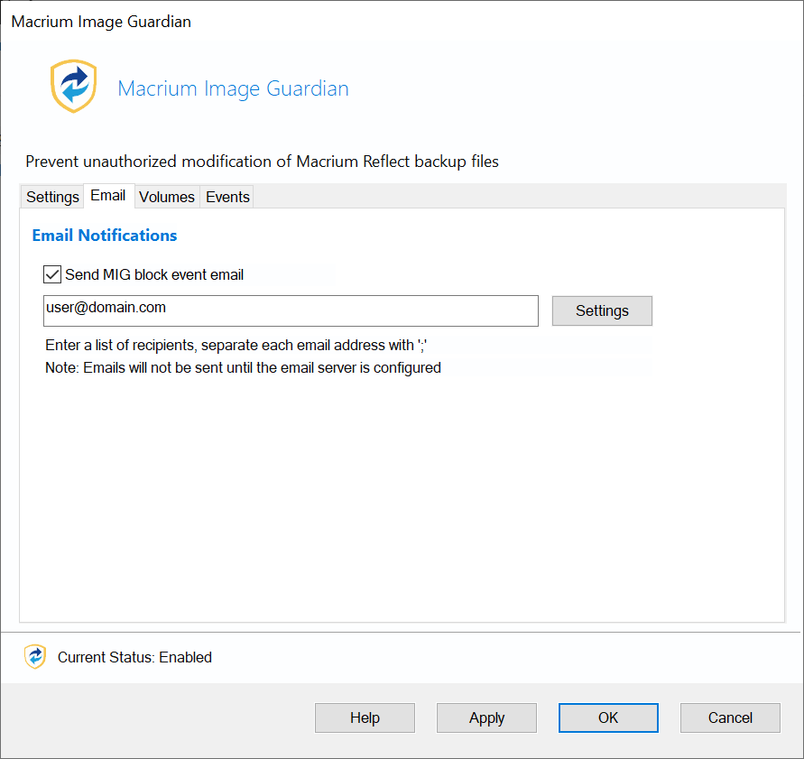 _MIG_Settings_Email - KnowledgeBase X - Macrium Reflect Knowledgebase