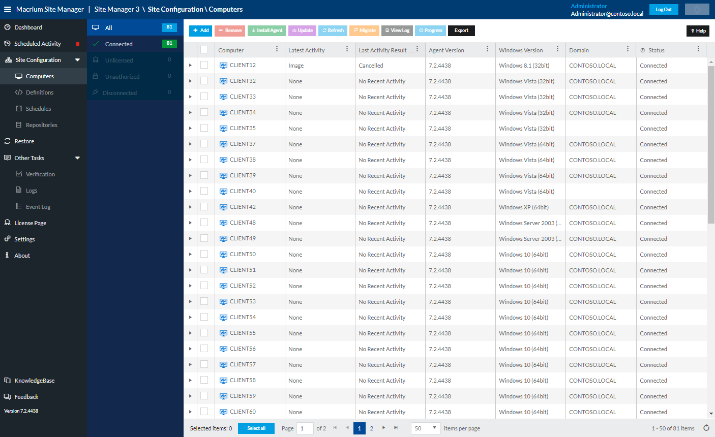Interface Overview - Macrium Site Manager - Macrium Reflect Knowledgebase