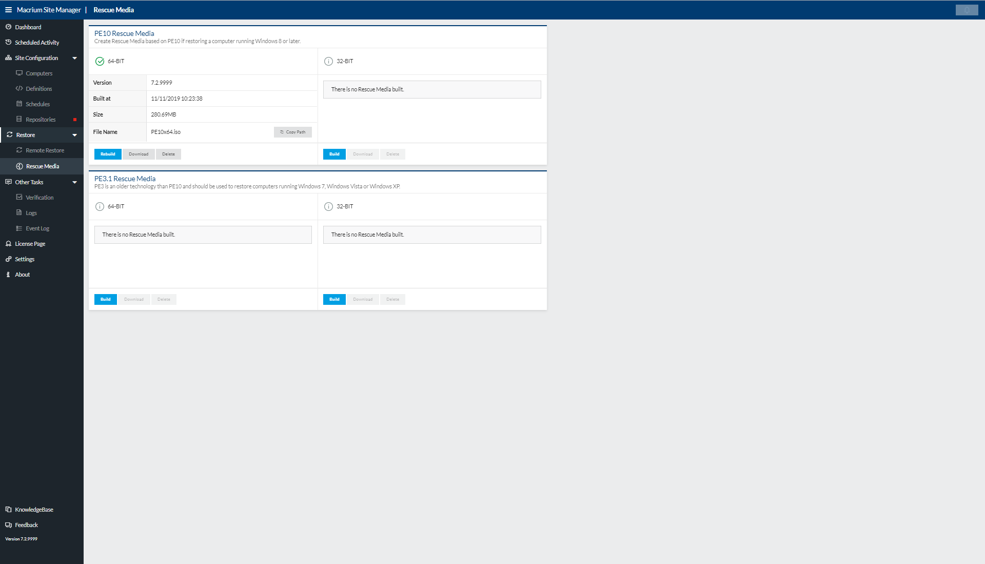 Interface Overview - Macrium Site Manager - Macrium Reflect Knowledgebase