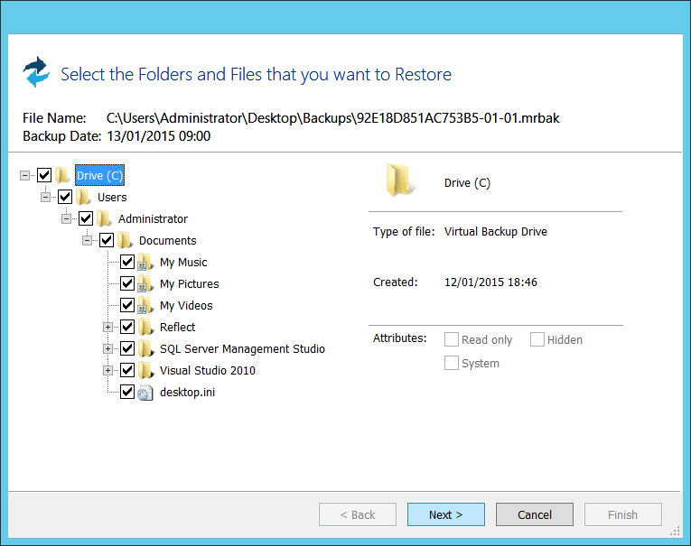 Restoring a file and folder backup - KnowledgeBase - Macrium Reflect ...